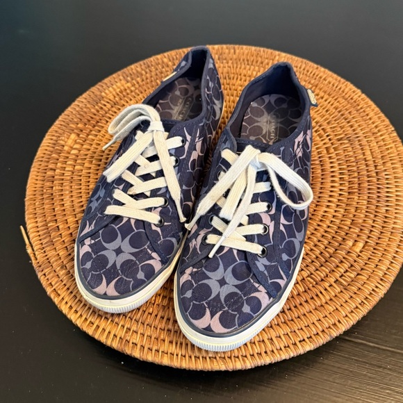 Coach | Shoes | Coach Navy And Pink Patterned Sneakers | Poshmark